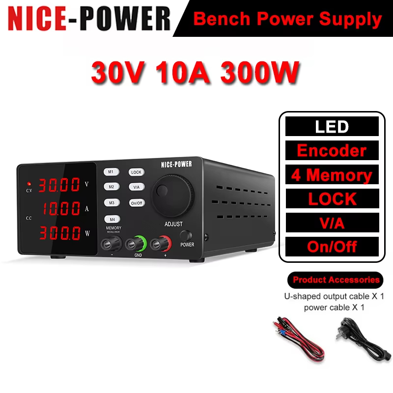 NICE-Power DC Laboratório 30V 10A Fonte De Alimentação De Ajustável 4 ...