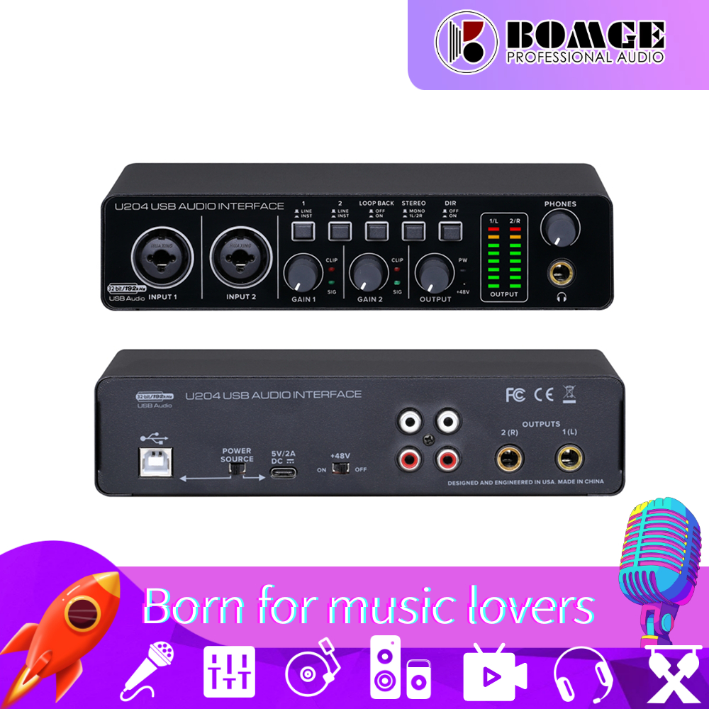 Interface De Áudio USB BOMGE U204 Para Gravação De Música De Computador ...