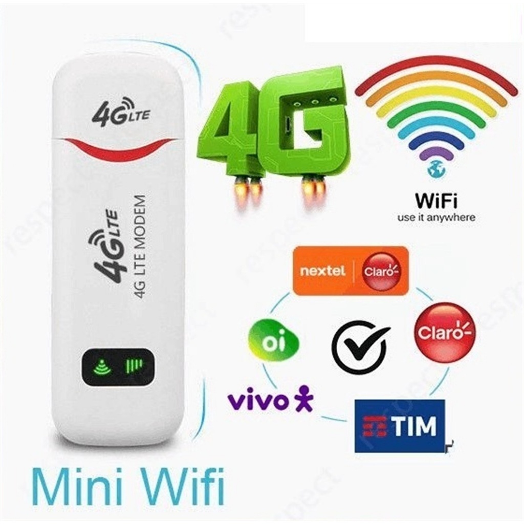 Roteador Sem Fio 4G LTE Dongle USB - Modem de 150 Mbps com Slot para Cartão SIM, Adaptador WiFi ...