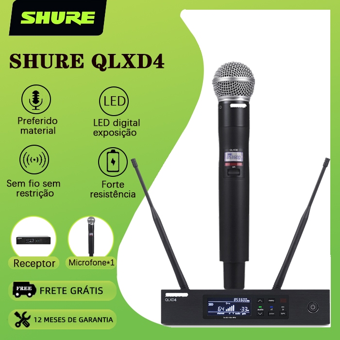 Shure QLXD4 One Wireless Microphone One Receptor de um palco Microfone de desempenho dedicado ...