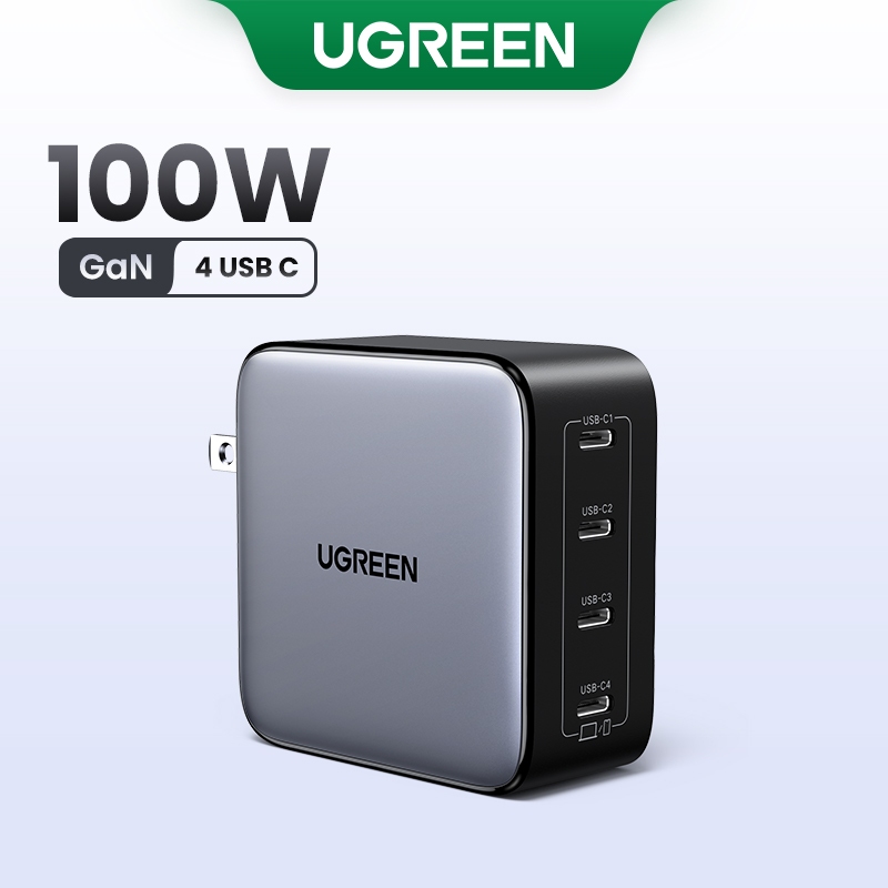 UGREEN 100W GaN Carregador 4 Portas 4 USB C QC4.0 3.0 PPS Para Macbook Ar Portátil Tablet ...