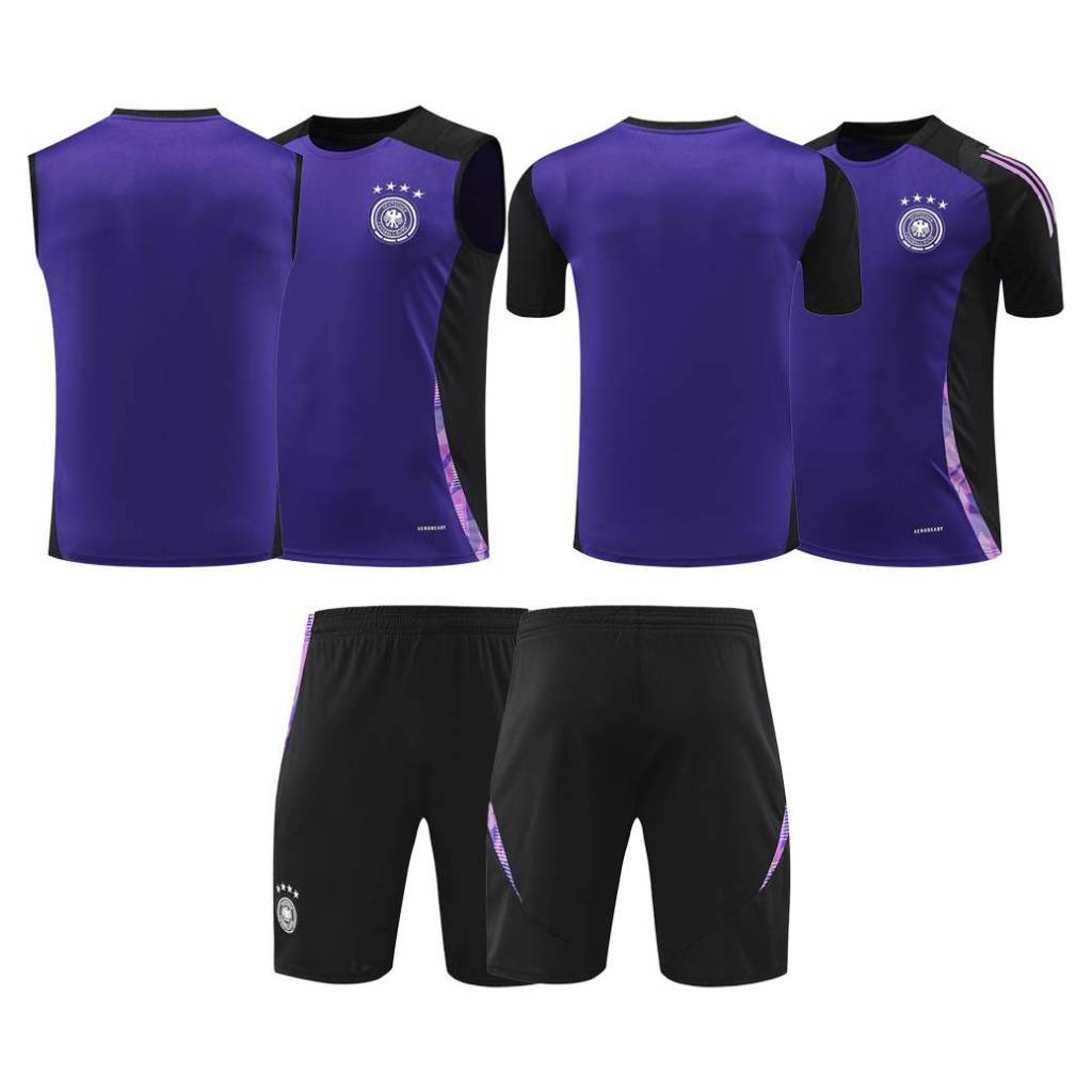 Uniforme de treinamento de futebol roxo topo preto Shorts equipe camisa ...