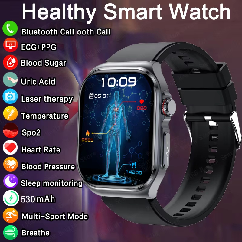ECG + PPG Smartwatch AMOLED Bluetooth call Male NFC AI Diagnostic ...