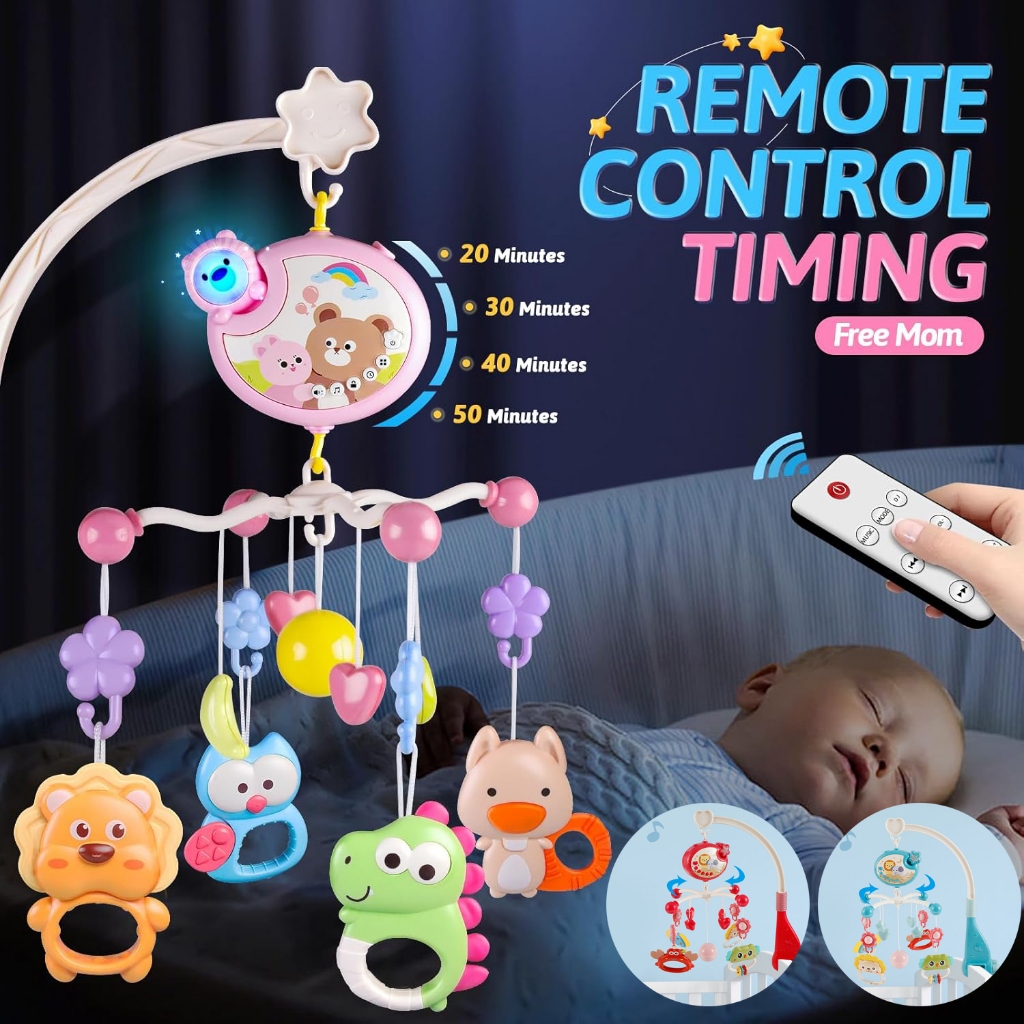 Baby Criby Mobile Com Música E Brinquedos Móveis Leves Berço Fofos ...