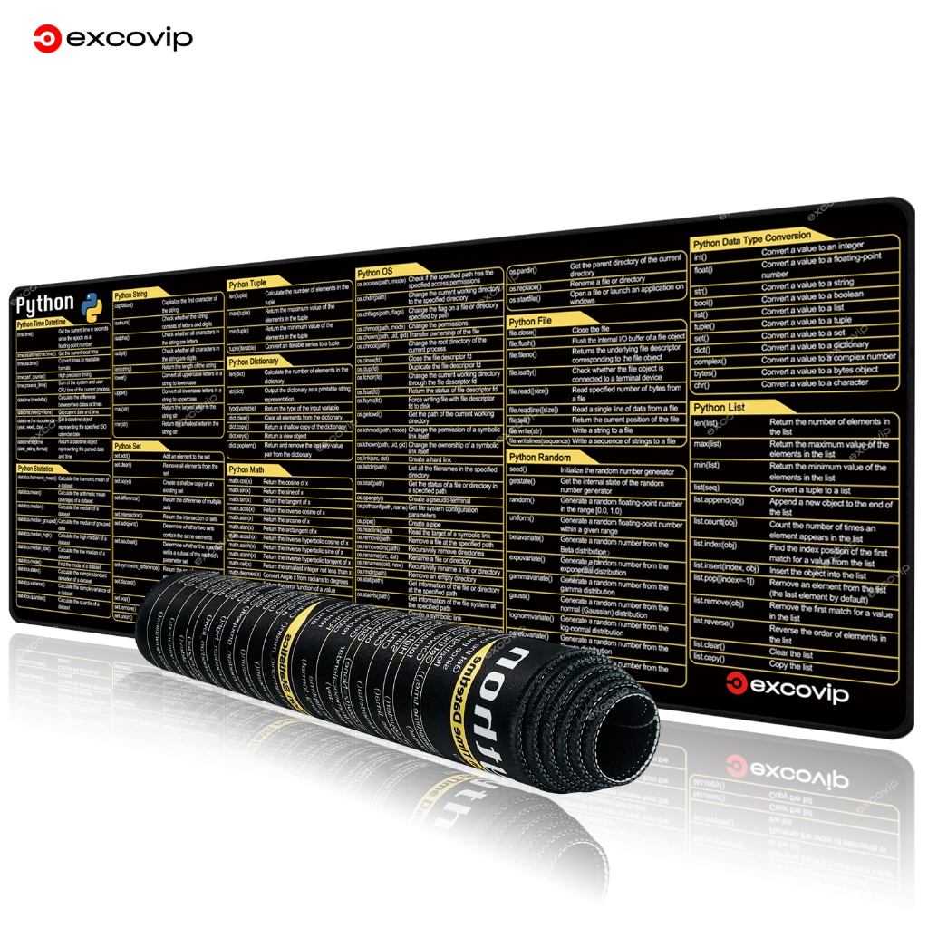 Excovip Teclado de atalho de python inglês Mouse Pad Linguagem de ...