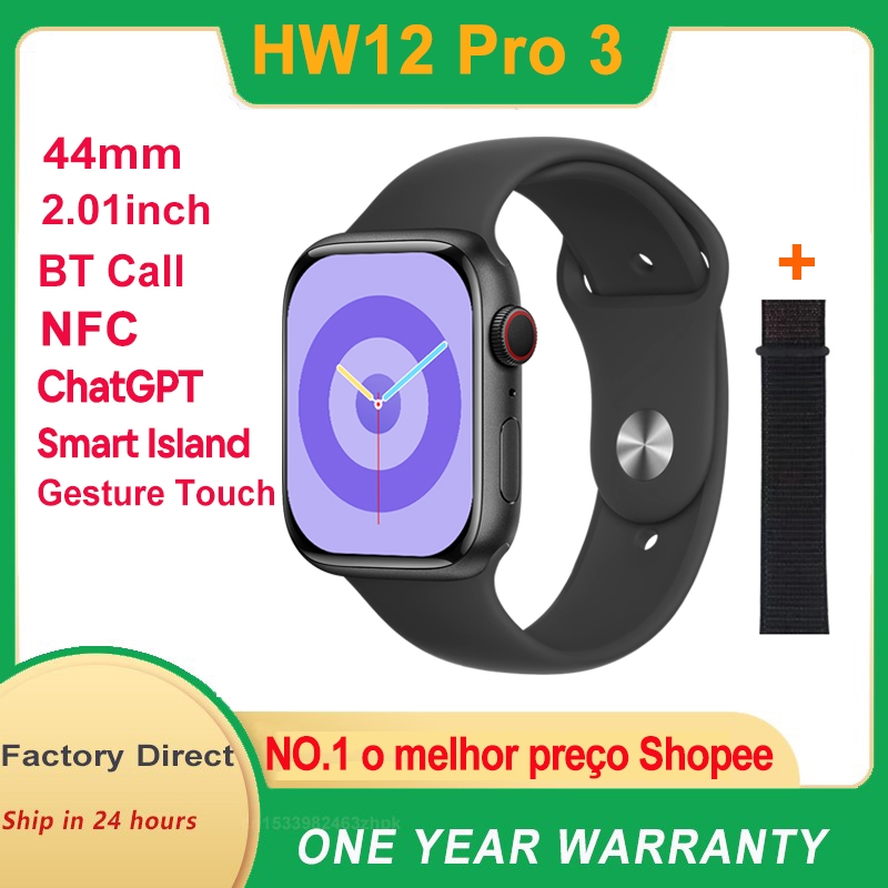 HW12 PRO 3 Relógio Inteligente ChatGPT Série 10 Gesto Toque NFC Bluetooth Chamada Música Esporte ...