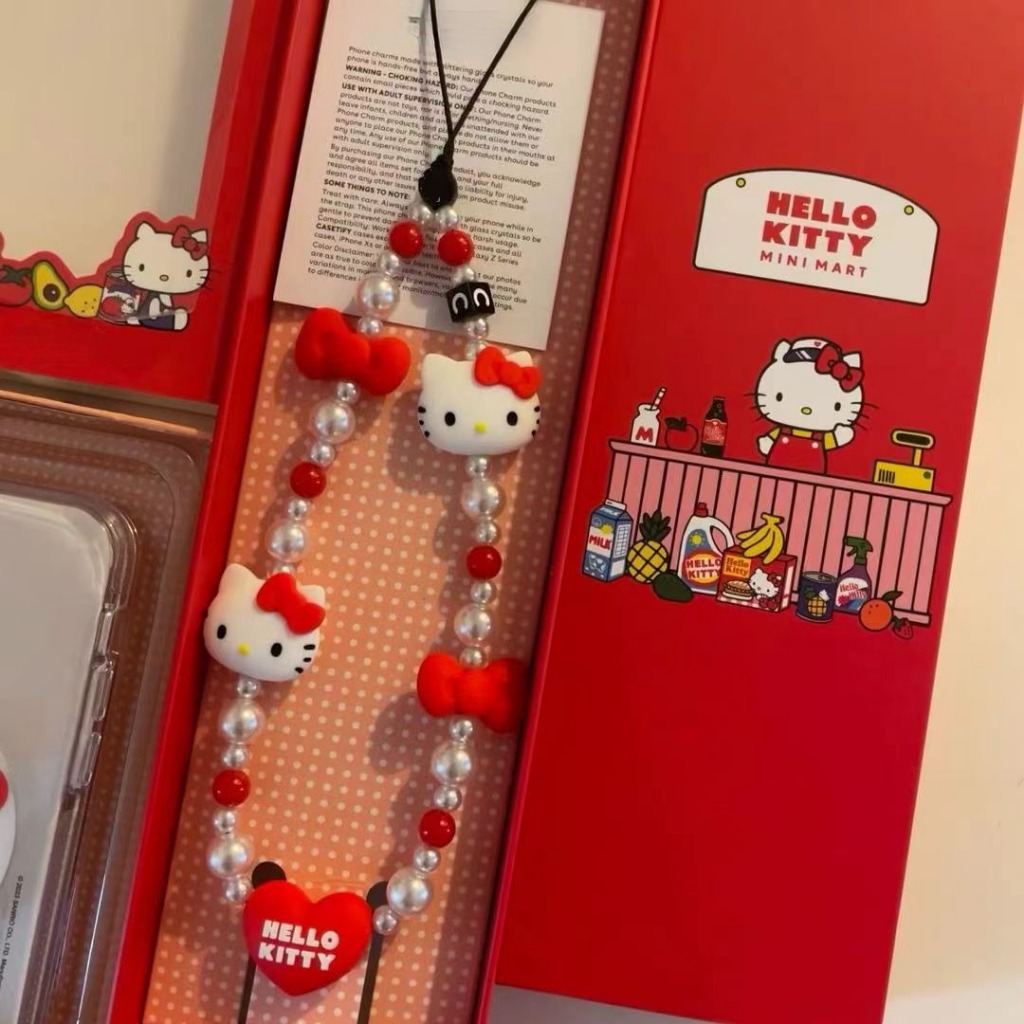 Desenho Animado Hello Kitty Phone Chain Cute Sanrio Girl Heart Bead ...