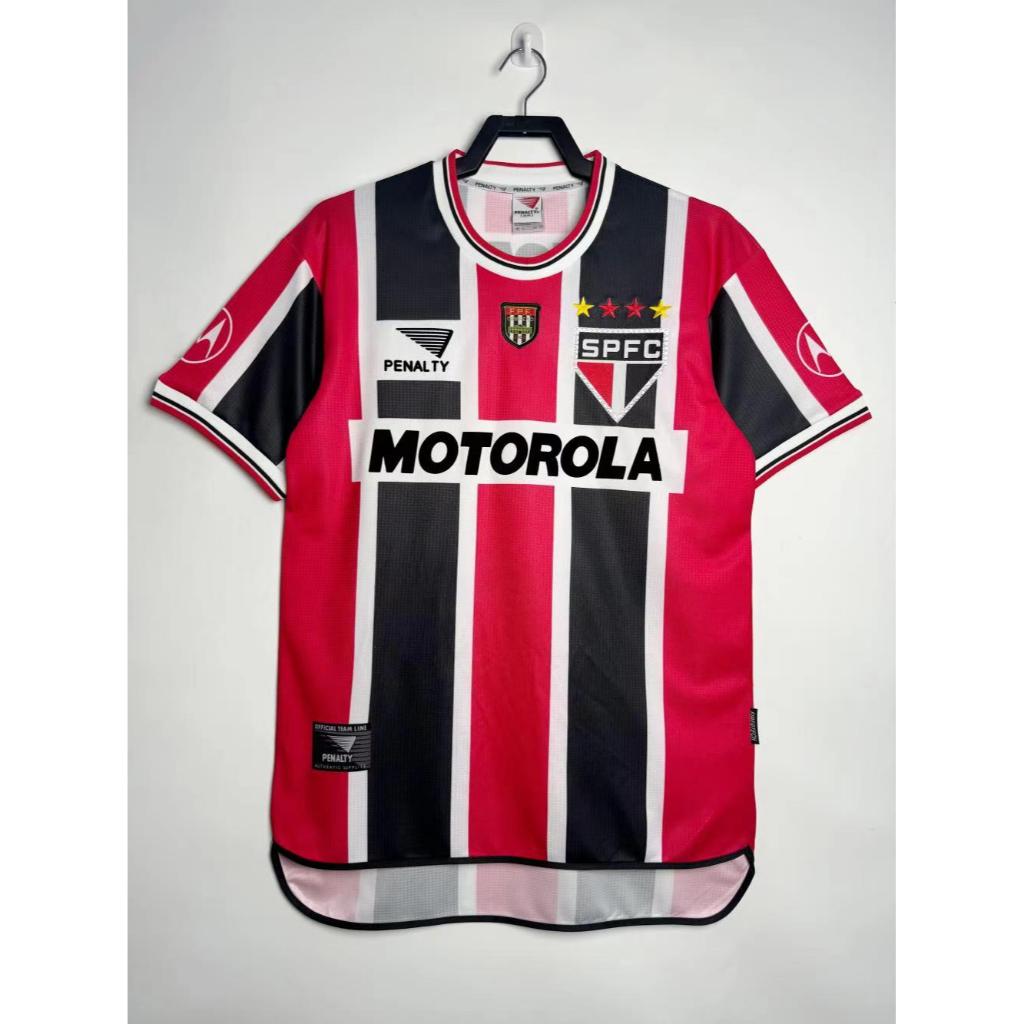 2000 SPFC Retro Away Vermelho Preto Listrado Fan Jersey Camisa Jogador ...