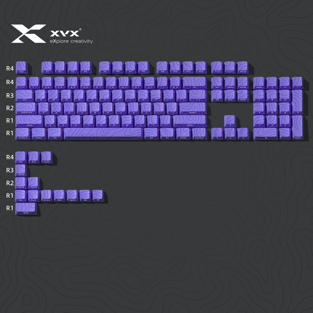 Xvx Roxo e outros High-Line 2.0 Keycap Padrão Transparente Keycap Único Lado Gravado IMD Keycap ...