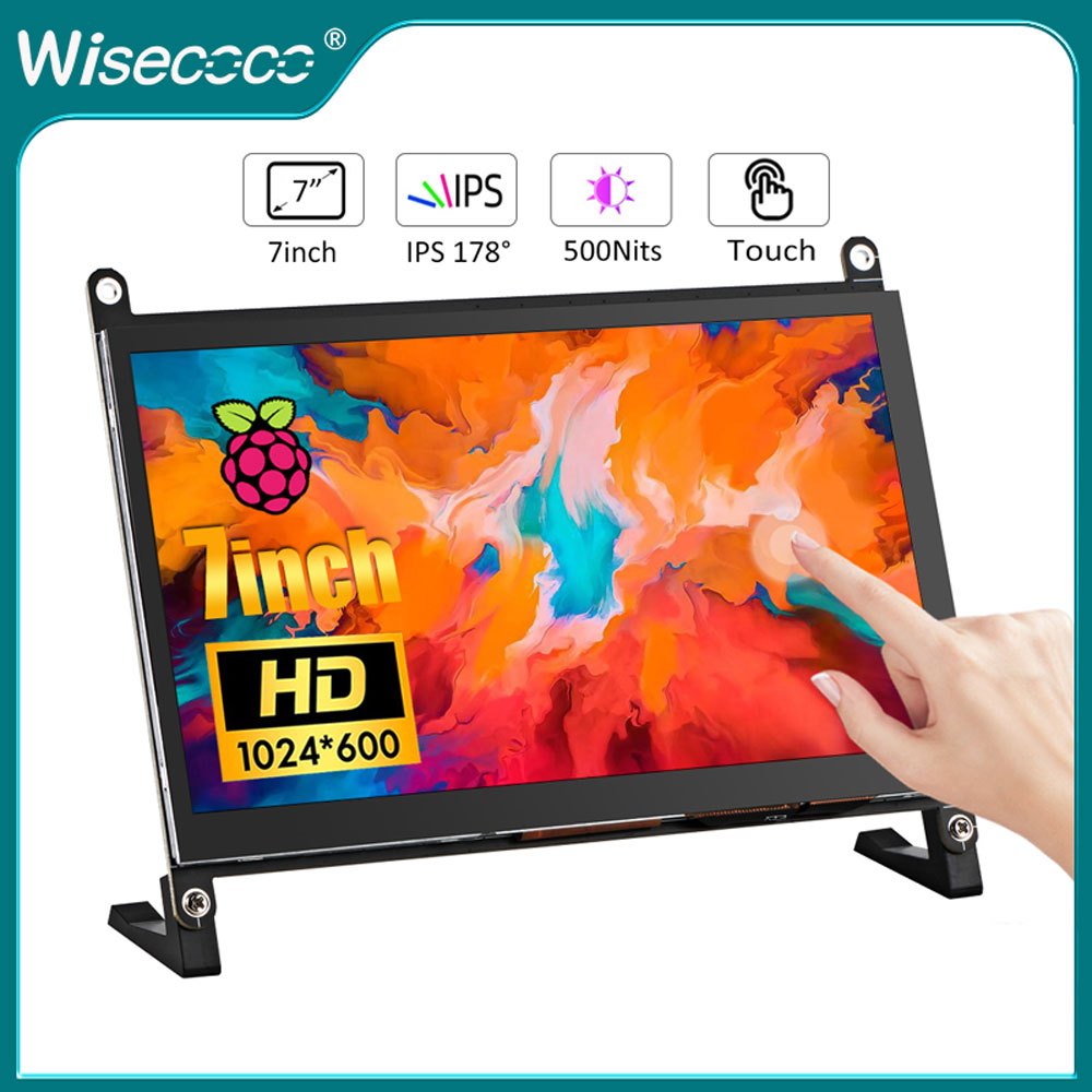 Wisecoco 7 Polegadas 1024 x 600 Raspberry Pi Touchscreen Display USB ...