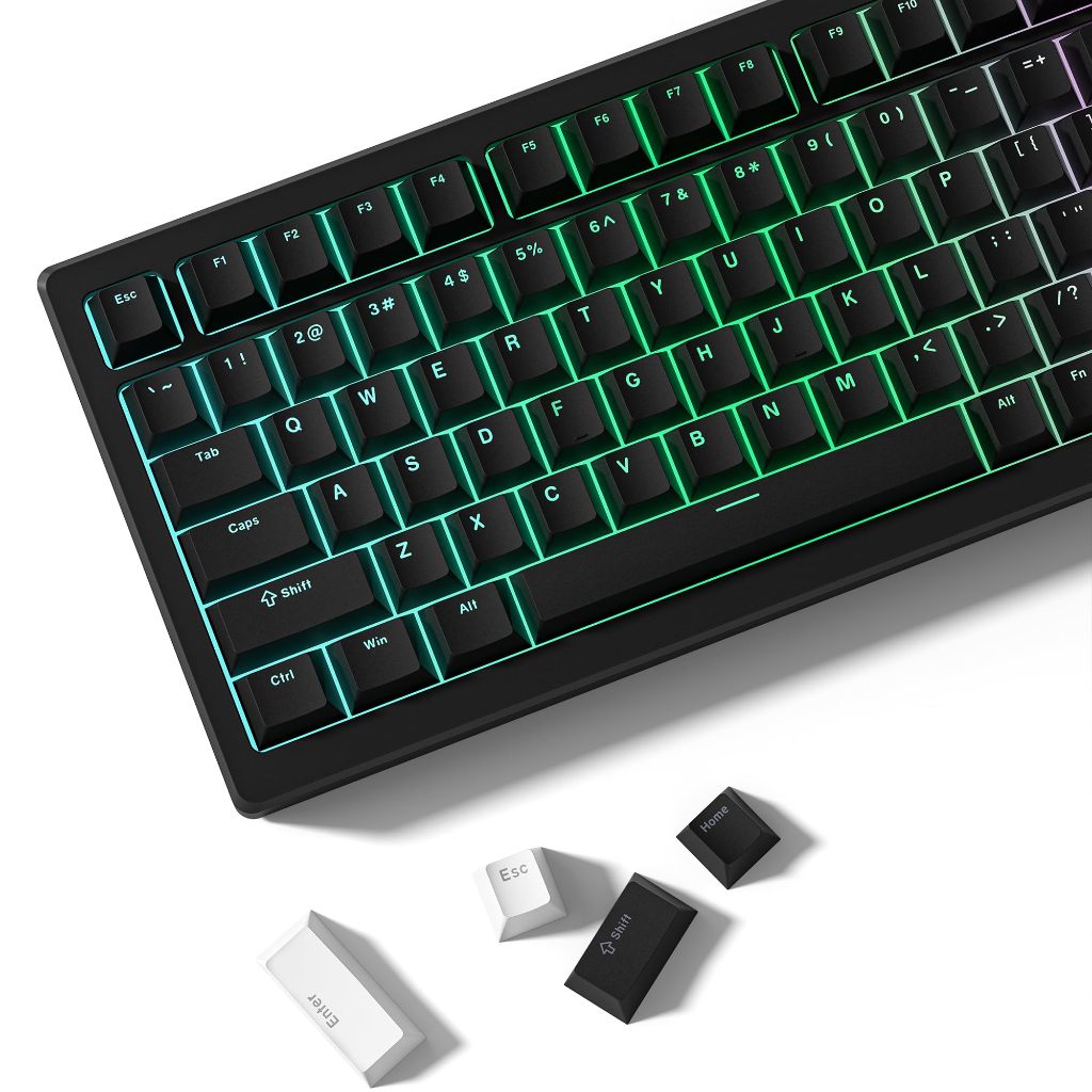 140 Teclas WOB PBT Keycaps Brilham Através De Tiro Duplo Cereja Perfil ...