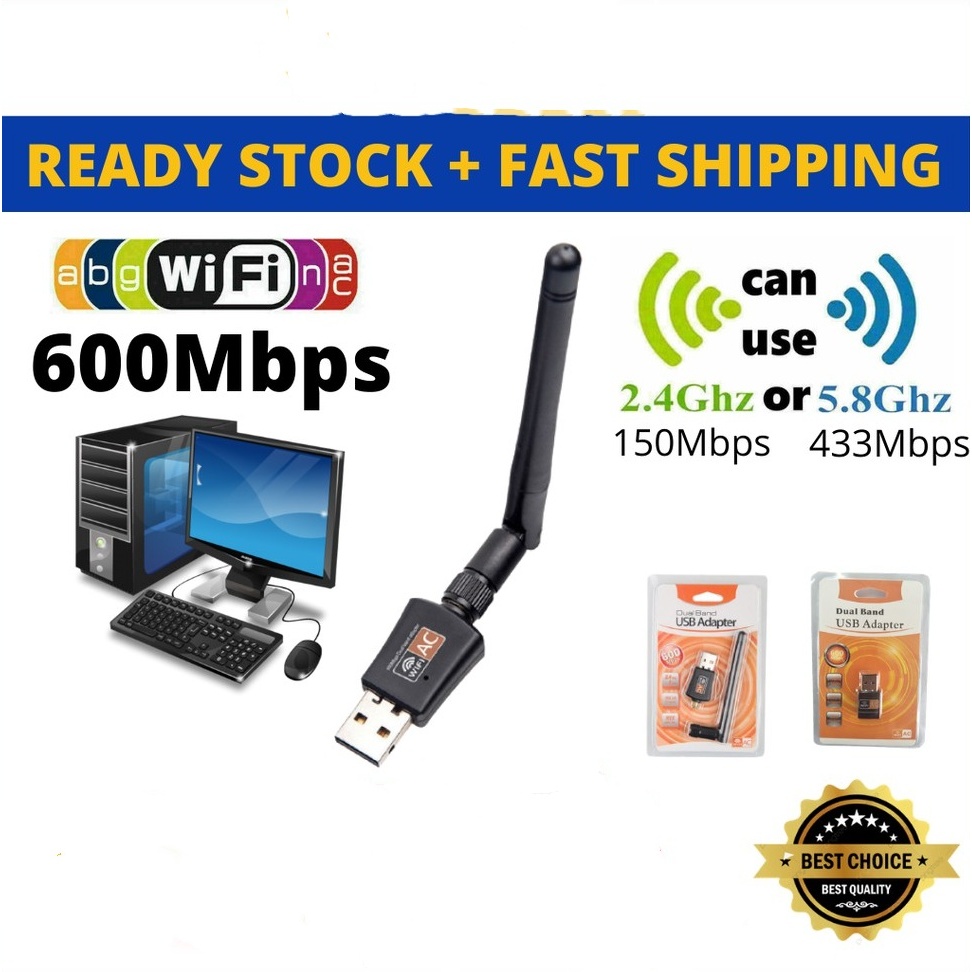 Adaptador Wi-Fi USB 360 Portátil - 600Mbps, Dual Band 2.4G/5G, Antena ...