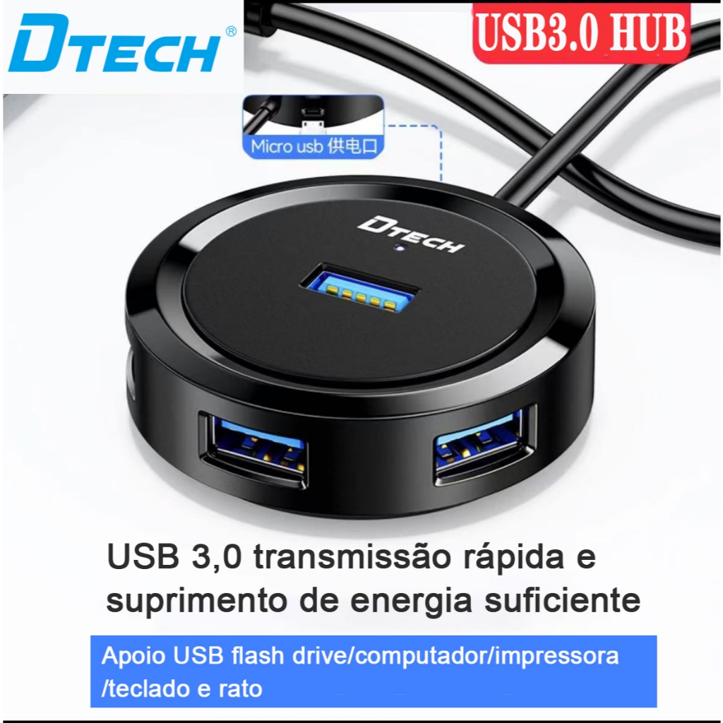 DTECH HUB USB 3.0 micro usb 4-in-1 Hub Expander Fast Charging Converter ...