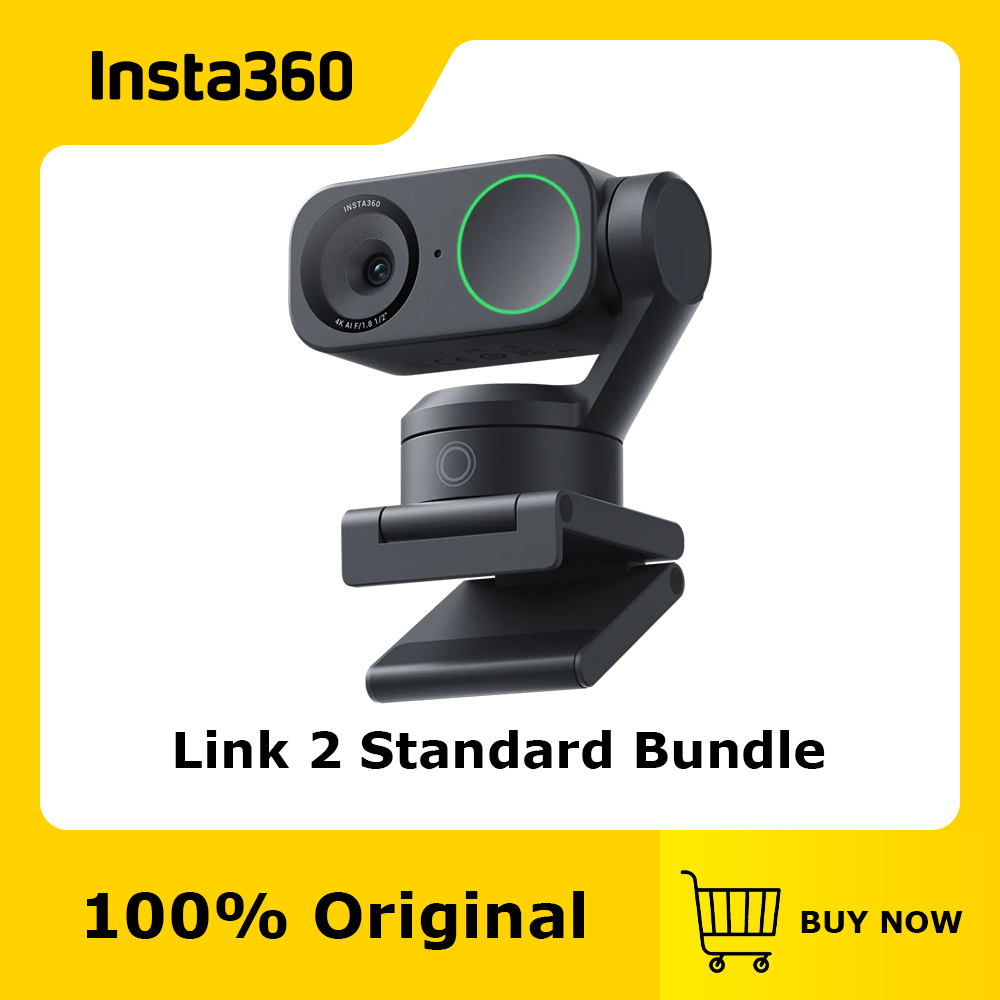 Insta360 Link 2 - PTZ 4K Webcam for PC/Mac, 1/2" Sensor, AI Tracking, HDR, AI Noise-Canceling ...