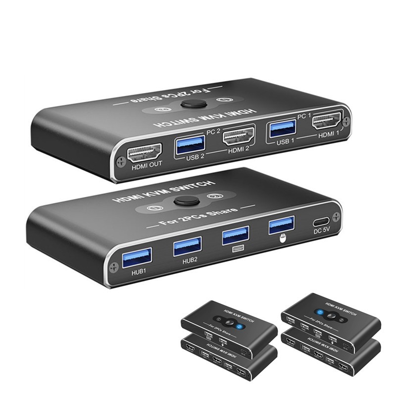 HDMI 2.0 KVM Switcher USB2.0/3.0 HDIM 2 Entradas 1 Saída 4K 60Hz 2PC Compartilhando 1 Monitor ...