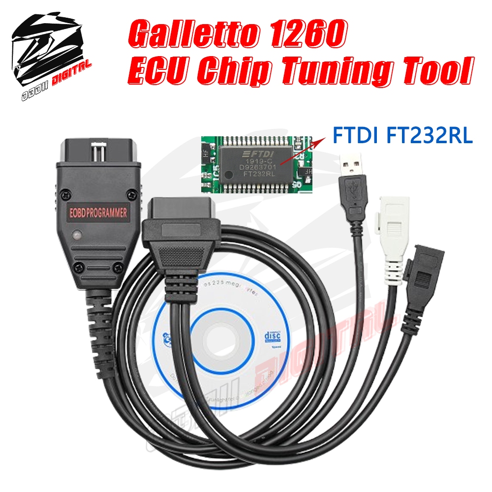 Galletto 1260 ECU Chip Tuning Tool FTDI EOBD/OBD2 Flasher Scanner Cabo Para Audi VW Skoda ...