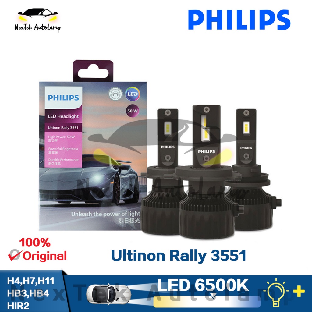 Philips Ultinon Rally 3551 LED H4 H7 H11 HB3 HB4 HIR2 50W 6500K Lâmpada ...