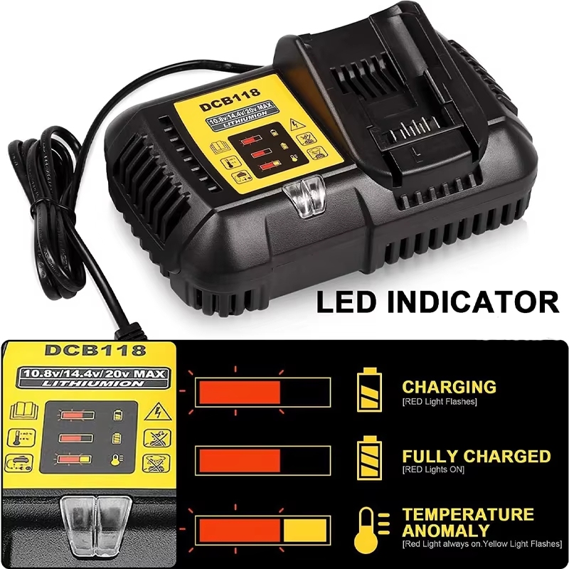 Carregador De Bateria DCB118 Para Dewalt 10.8V 12V 14.4V 18V 20V DCB200 ...