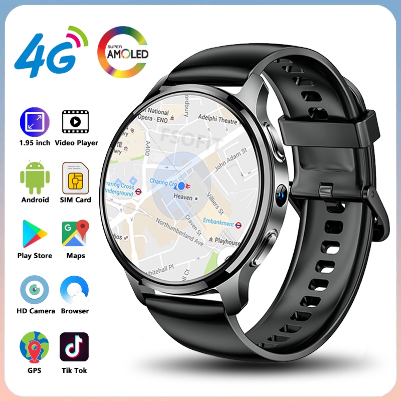 Relógio inteligente Android AMOLED de 1,5 polegadas, cartão SIM de rede ...