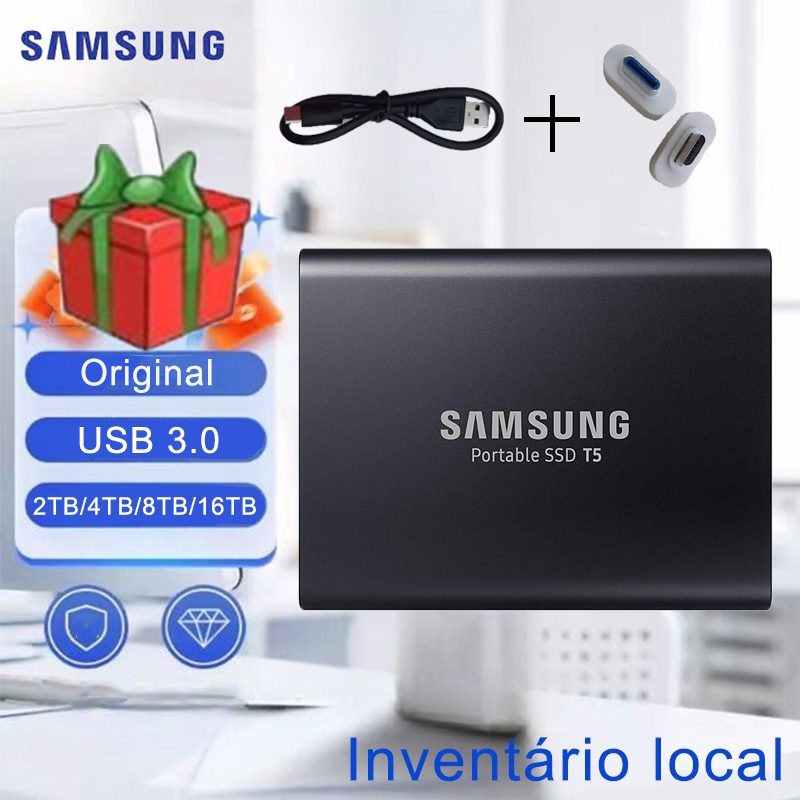 SAMSUNG T5 SSD Portátil 2TB/4TB/8TB/16TB Unidade De Estado Sólido Externa USB 3.0 Disko Rígido ...