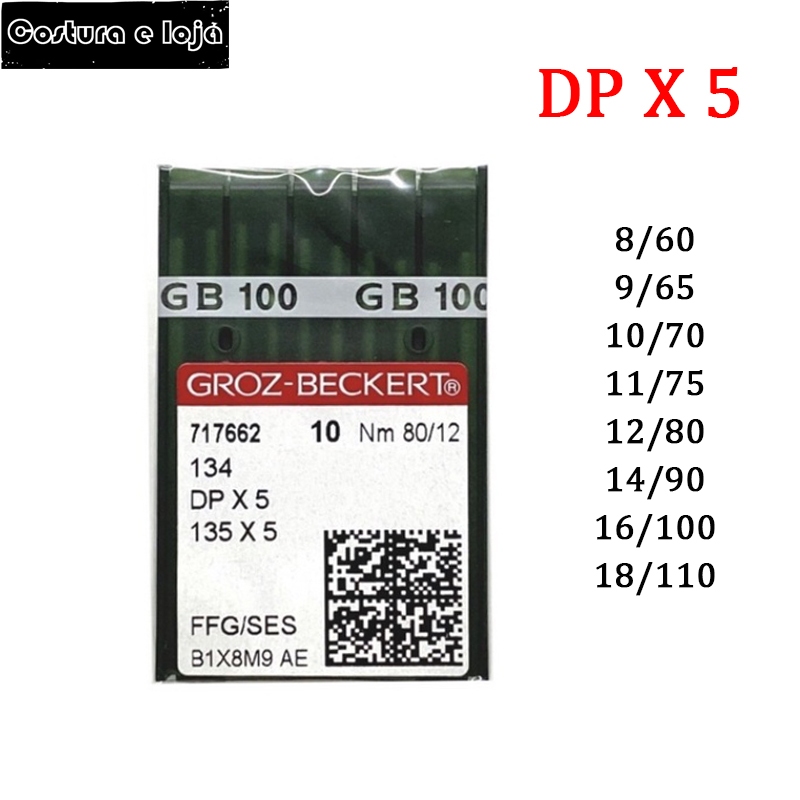 Agulha para Máquina Reta Industrial Cabo Grosso DPX5 Groz Beckert - Caixa com 10 Agulhas ...