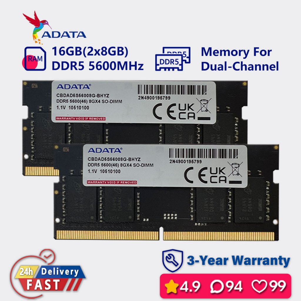 ADATA 16gb 32gb 64gb 5600mhz ddr5 Memória De Canal Duplo ram laptop ...