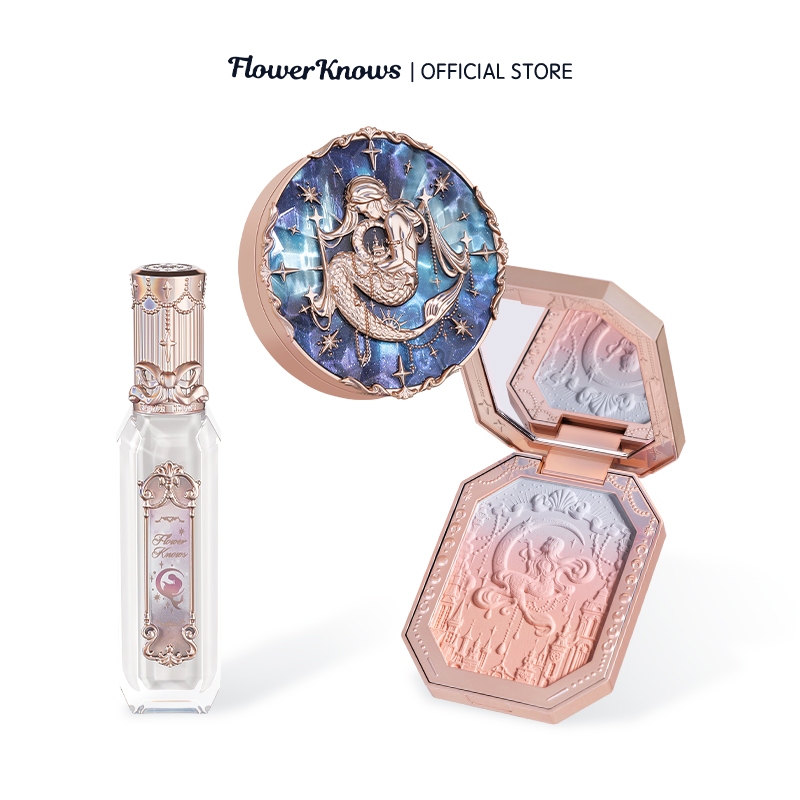 Conjunto De Maquiagem Flower Knows Moonlight Mermaid Series Lip Gloss ...