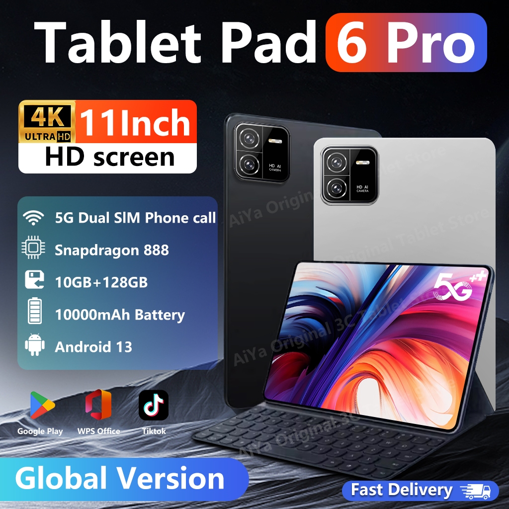Tablet Pad 6 Pro 4K HD 10.1 Polegadas Tela Grande PC Android 13 WIFI Online 12GB 512GB 10000mAh ...