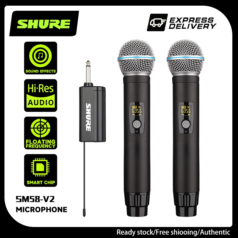 Microfone sem fio dinâmico profissional Shure SM58-V2, mini receptor, 2 ...