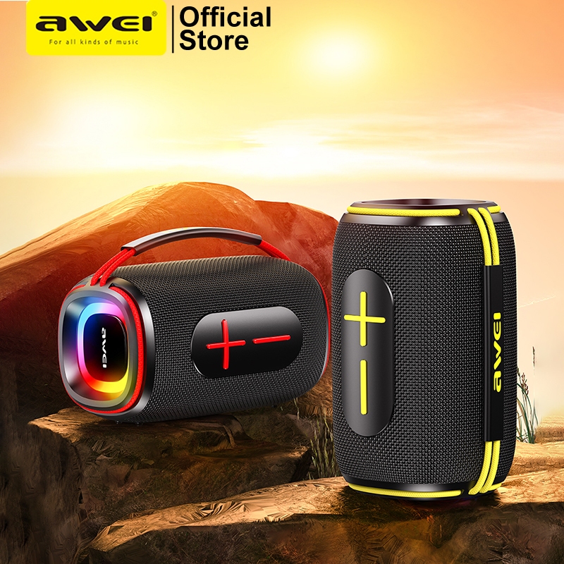 Alto falante Awei KA9 subwoofer Bluetooth 5.3 TWS 15W Com luz LED À ...