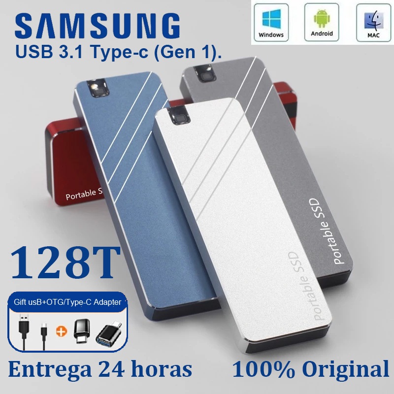 SAMSUNG Original Portátil SSD Hd Externo Tipo C/USB3.1 128TB Para ...