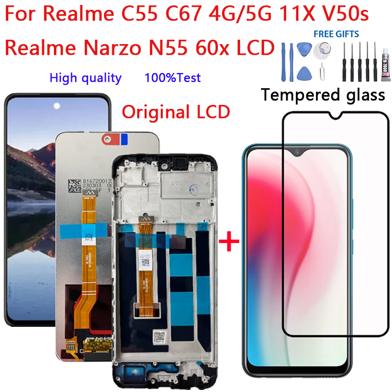 LCD Original E Genuíno De Alta Qualidade Para Realme C55 C67 4G/5G 11X ...