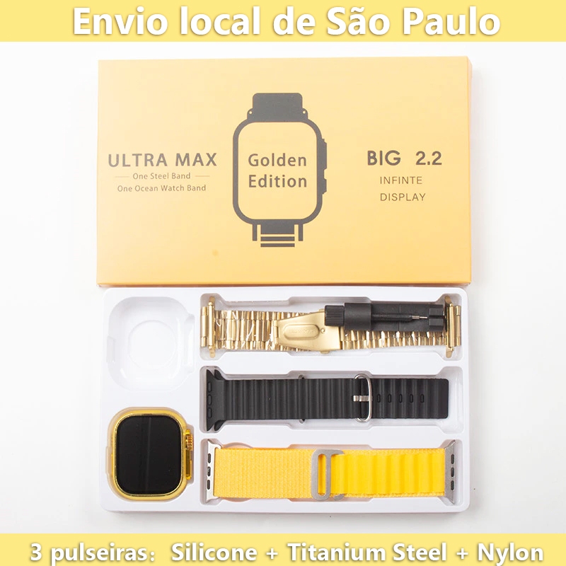 Novo 2025 G9 S20 Ultra Pro MAX Gold Smartwatch Relógio Inteligente ...