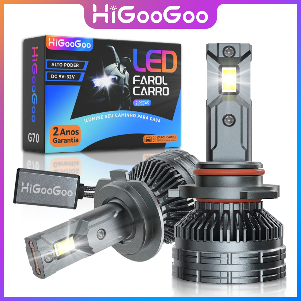 HiGooGoo G70 130W 30000LM Carro Led Lâmpadas De Farol Luz De Nevoeiro Para H1 H3 H4 H7 H11 9005 ...