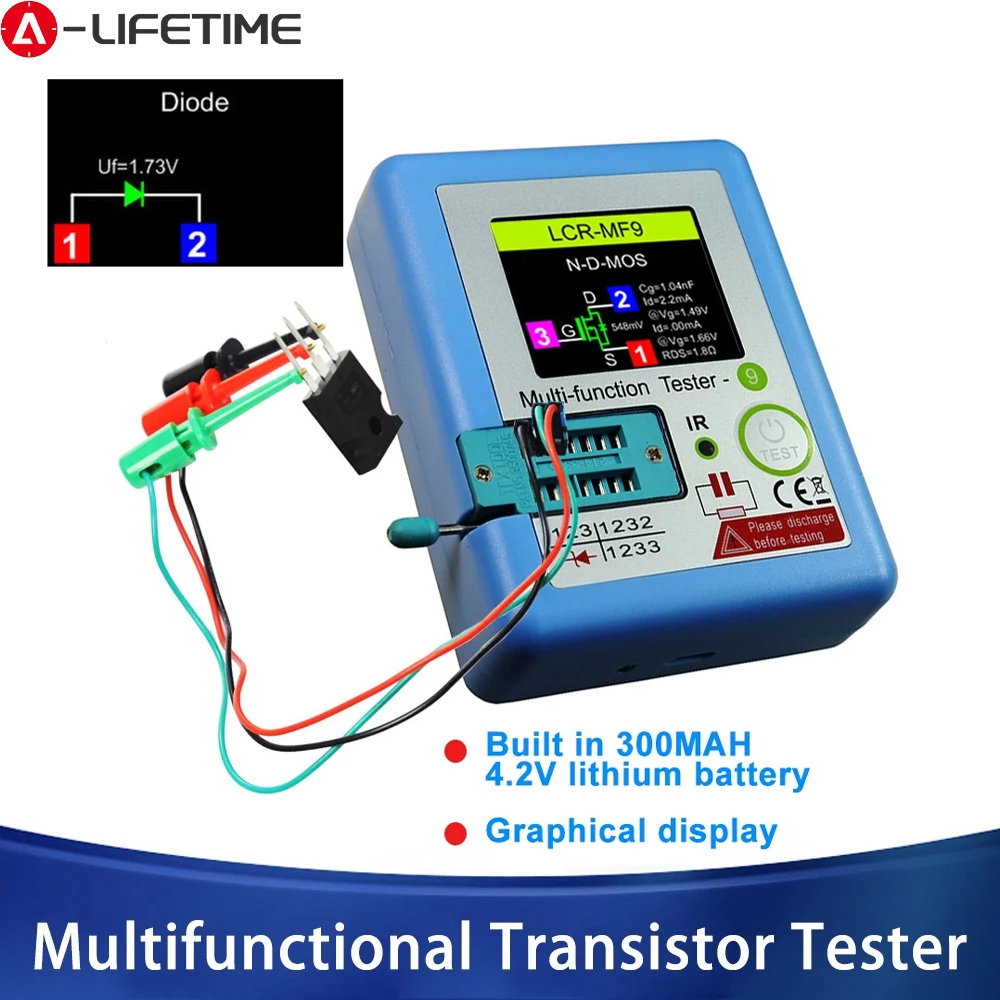 LCR-MF9 Transistor Tester 1.8 TFT Display LCD Diodo Triodo Medidor De ... LCR-MF9 Transistor Tester 1.8 TFT Display LCD Diodo Triodo Medidor De ...