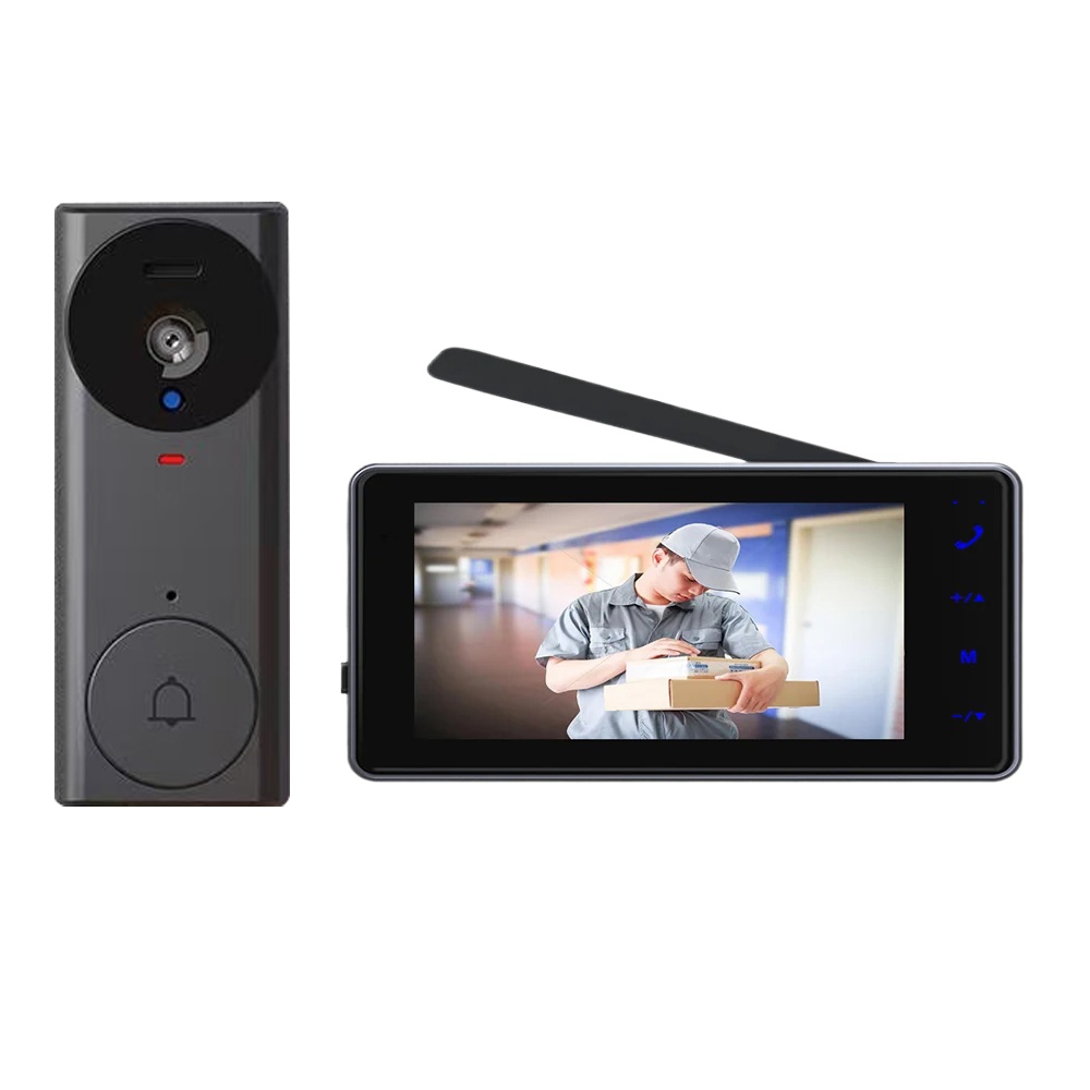 Campainha De Vídeo Sem Fio Tela IPS De 4.3 Polegadas Câmera De Anjo De ...