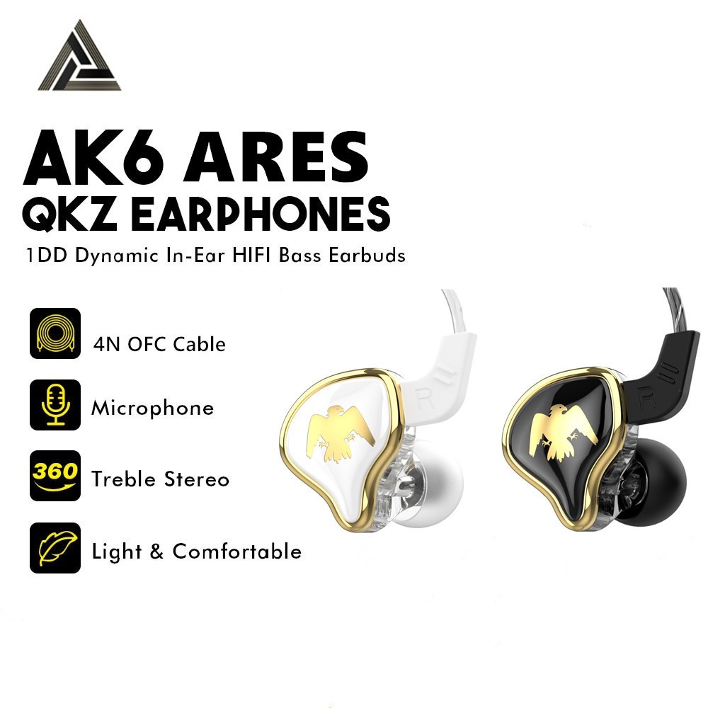 QKZ AK6 Ares 1DD Dynamic HIFI Music Sport Fones De Ouvido Intra ...