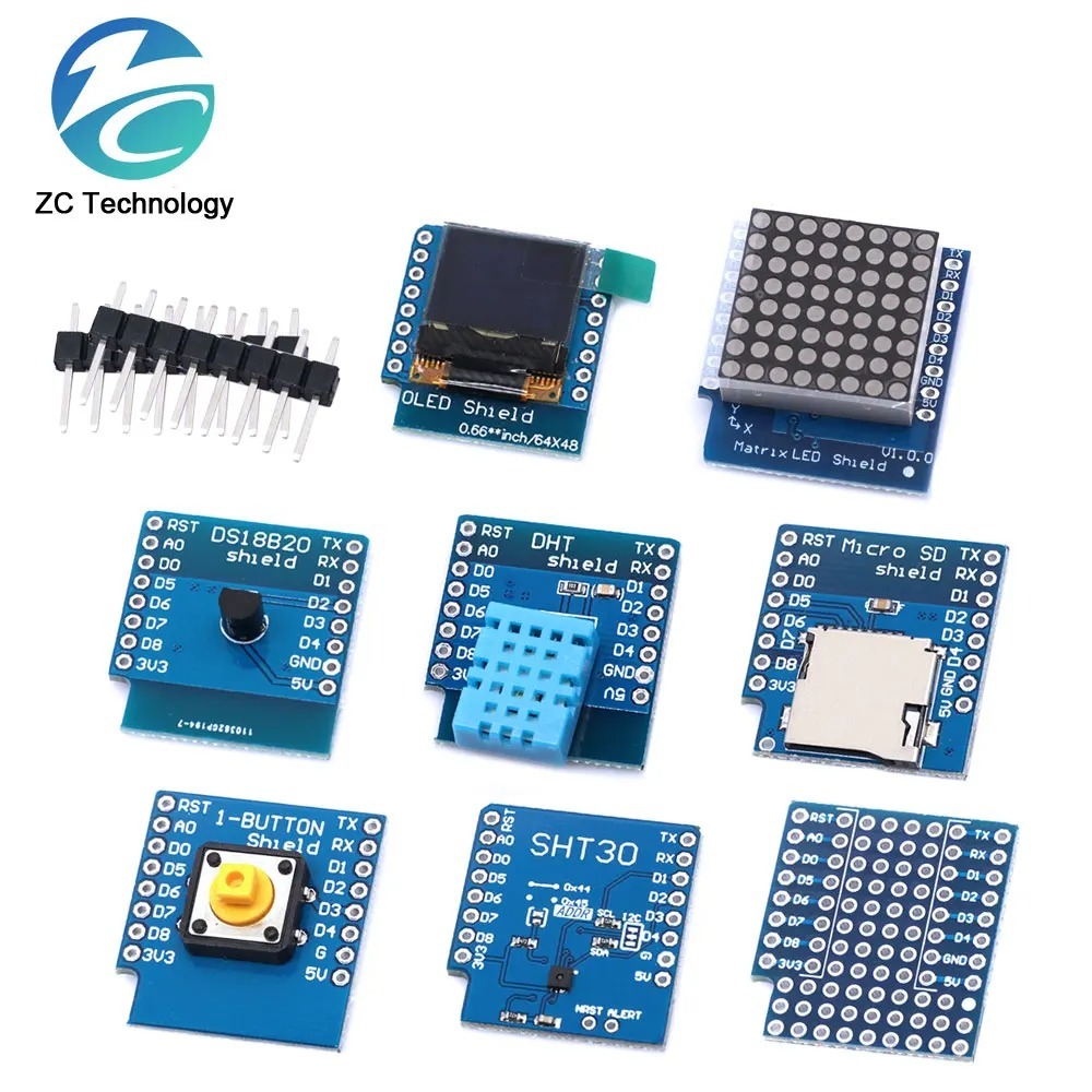 Esp8266 D1 Mini Pro Placa De Desenvolvimento Wifi Nodemcu Dht11 Oled Sht30 Relé Ds18b20 Bmp180 