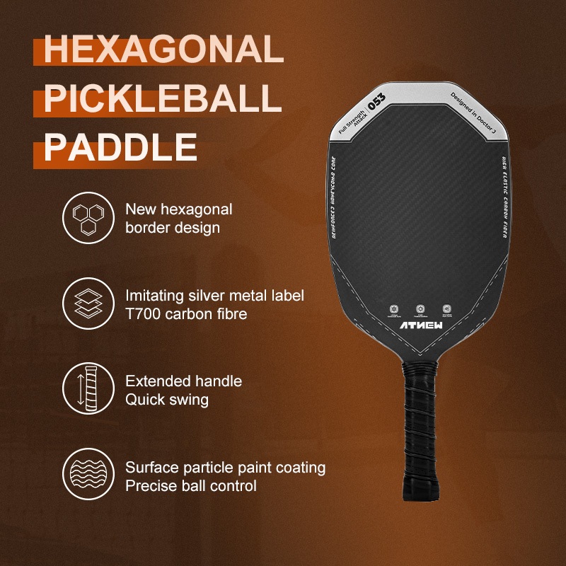 Raquete De pickleball hexagonal Inovadora T700 Fibra De Carbono 3K ...