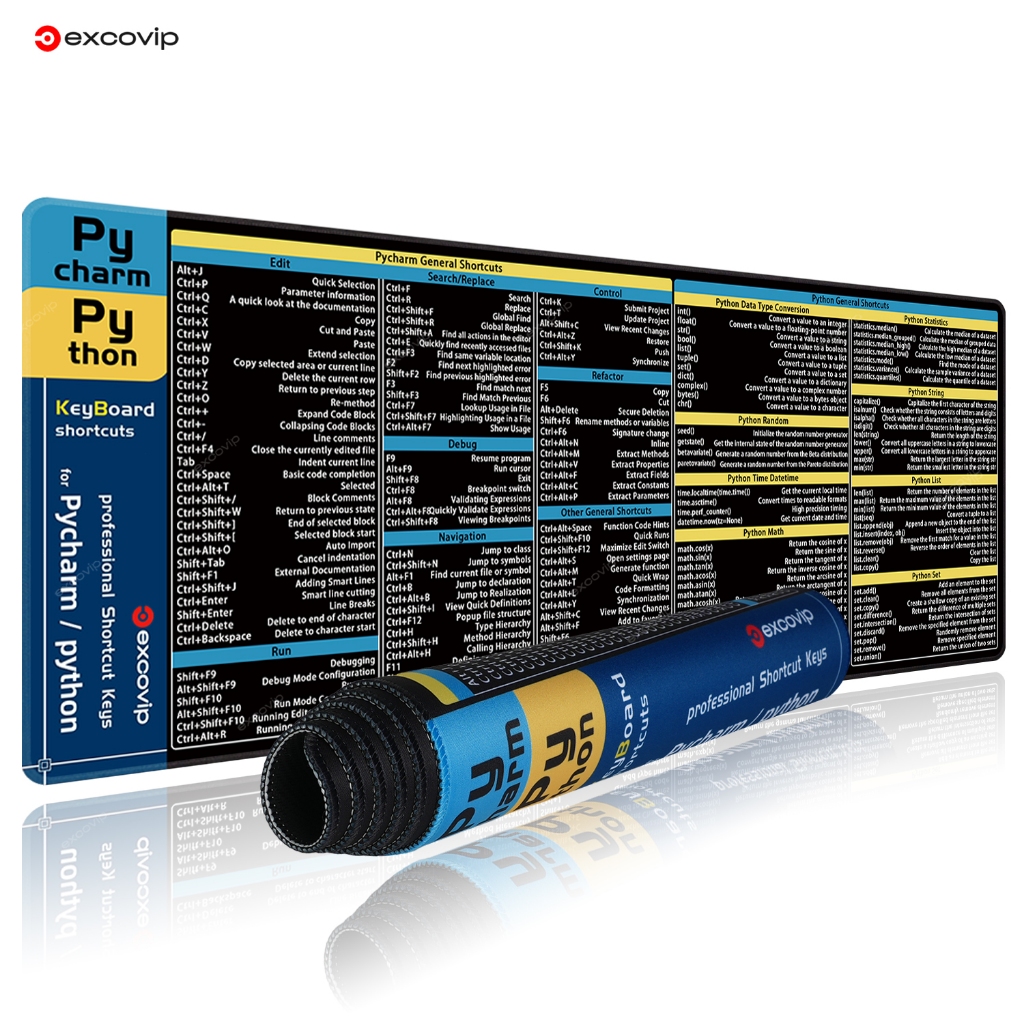 Pycharm + python Teclado de atalho em inglês Mouse Pad Tapete de mesa ...