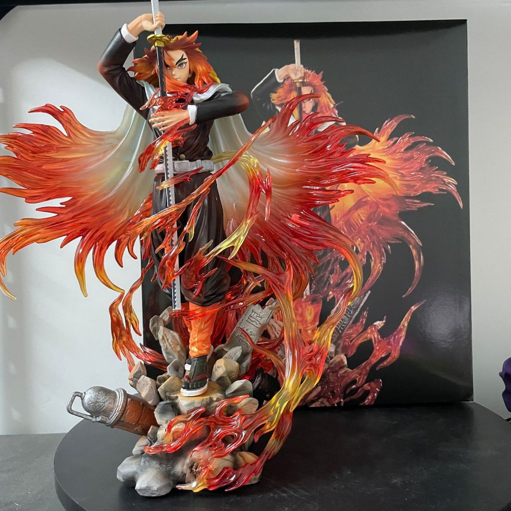 30cm Demon Slayer Anime Figura Rengoku Kyoujurou Estatueta Chama ...
