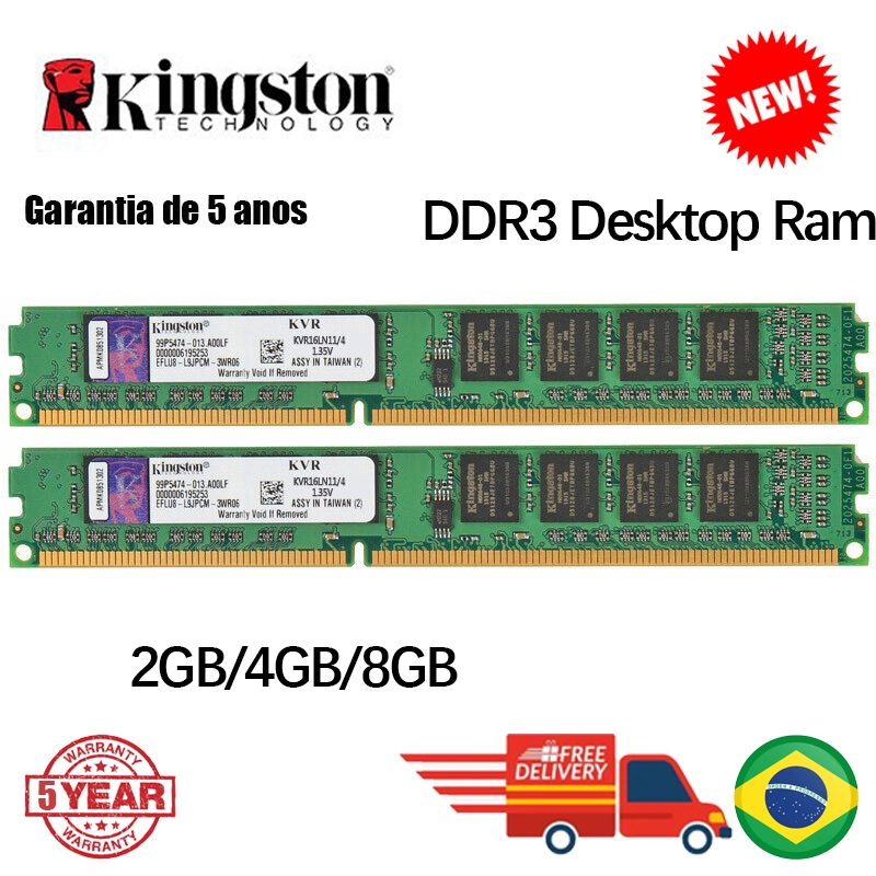 Kingston DDR3 4GB 8GB RAM 1333mhz DDR3L 1600MHZ DESKTOP PC3-10600U 12800U Memória Para PC DIMM 1 ...