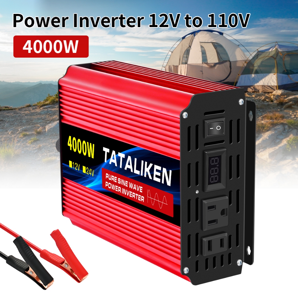 Inversor De Onda Senoidal Pura 4000W DC 12V/24V Para AC 110V/220V Conversor De Energia Veículos ...