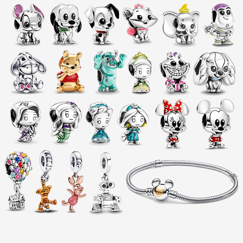 Galvanoplastia 925 prata KUDORA Disney Series-adequado para pulseira ...