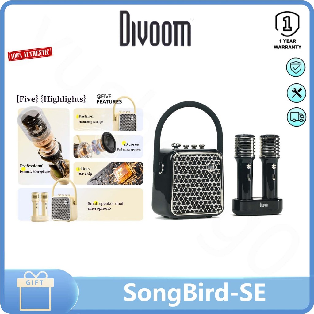 Divoom SongBird-SE Karaokê Alto-Falante Bluetooth Com Placa De Som De ...