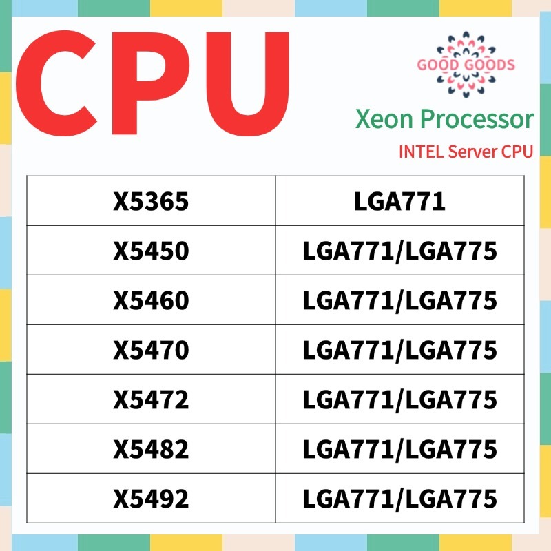 X5365 X5450 X5460 X5470 X5472 X5482 X5492 INTEL Xeon Processador ...