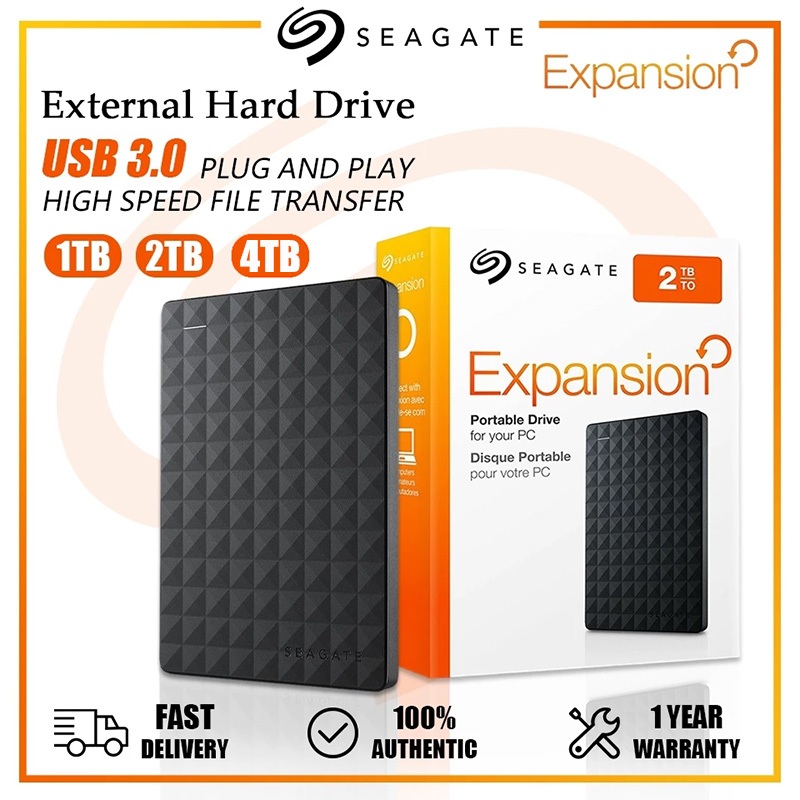 Seagate HD Externo Expansão 1TB/2TB/4TB USB3.0 Disco Rígido Portátil Armazenamento Grande ...