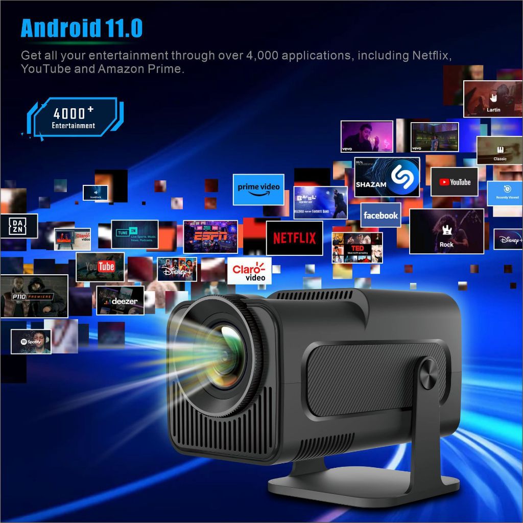 Projetor Inteligente HY320 Android Full HD 1920x1080 com Bluetooth e Wi-Fi, HY300 atualizado ...