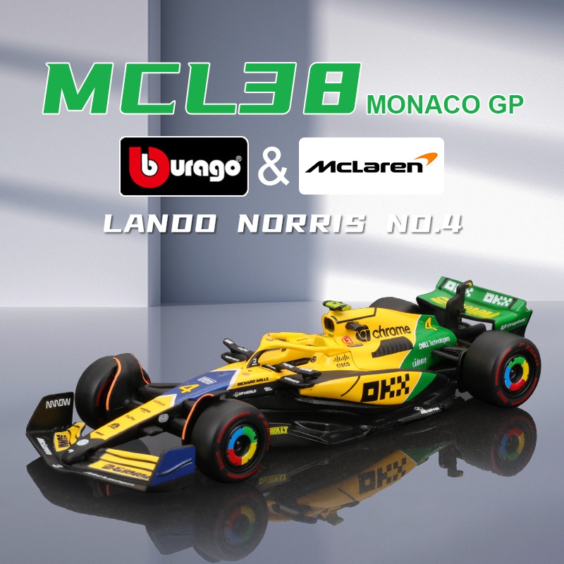 Bburago 1:43 2024 Ayrton Senna Modern Icon Monaco GP Mclaren MCL38 No.4 Lando Norris O.Piastri ...