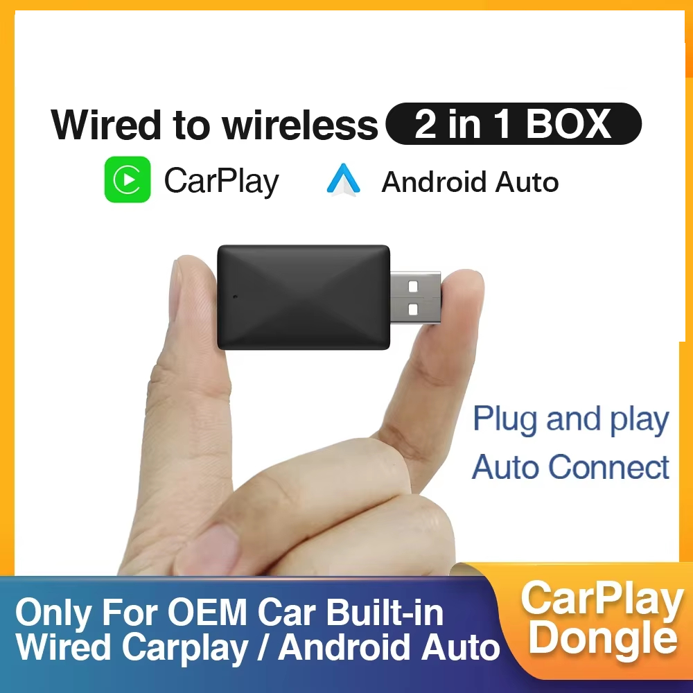 Wireless Carplay Android Auto Adapter 2 in 1 Mini Box Plug&Play CarPlay AI Box BT WiFi for Wired ...